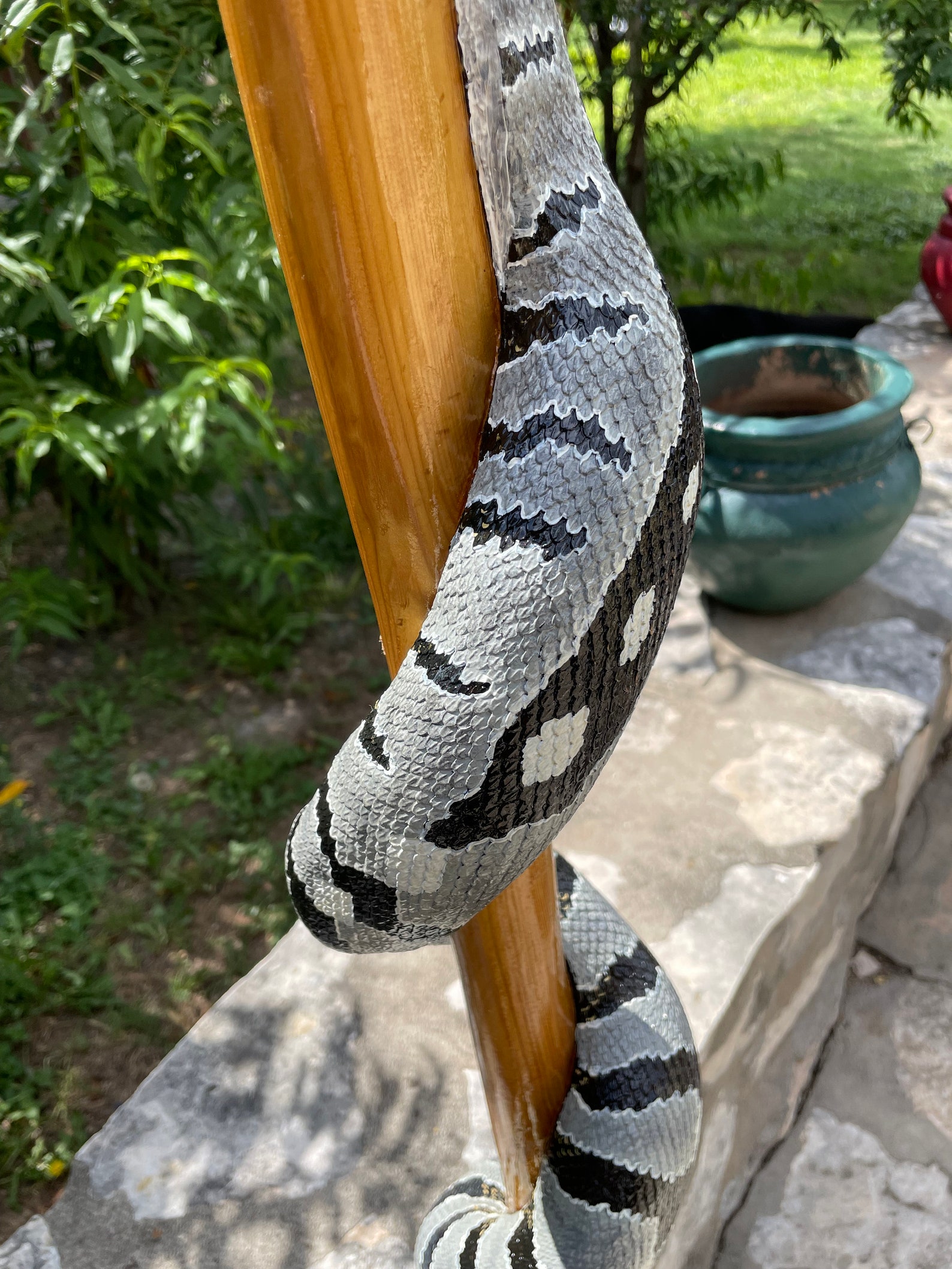 Black Tail Rattlesnake Hand Carved Walking Stick, Snake Hiking Stick ...