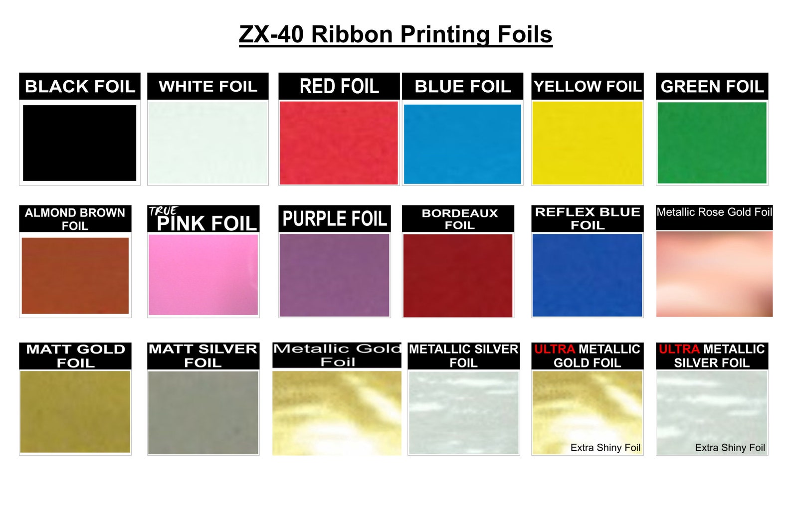 ZX-40 Ribbon Printing Foils - UK Supplier for Foils to Print Your Own ...