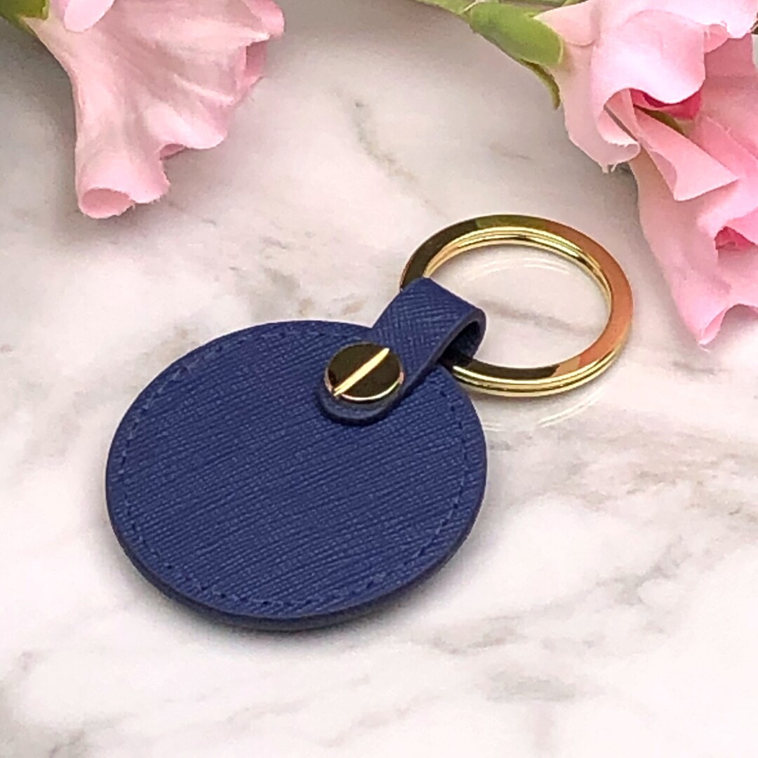 Round Shaped Keyfob Great Gift Option, Real Saffiano Leather, High ...