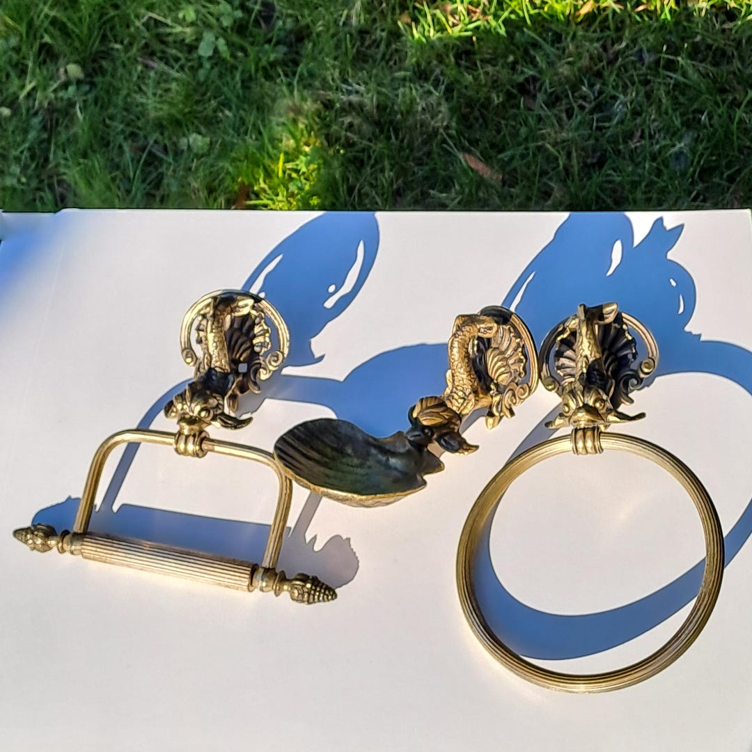 Vintage Brass Koi Fish Bathroom Set Dolphin Bathroom Accessories ...