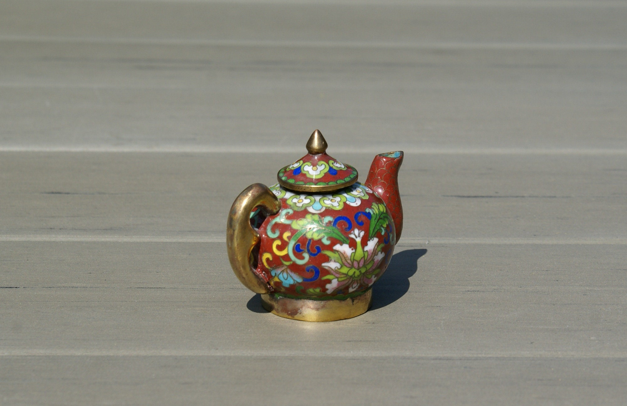 Miniature Cloisonné Teapot Vintage Chinese Mini Teapot Tiny Ornate Tea ...