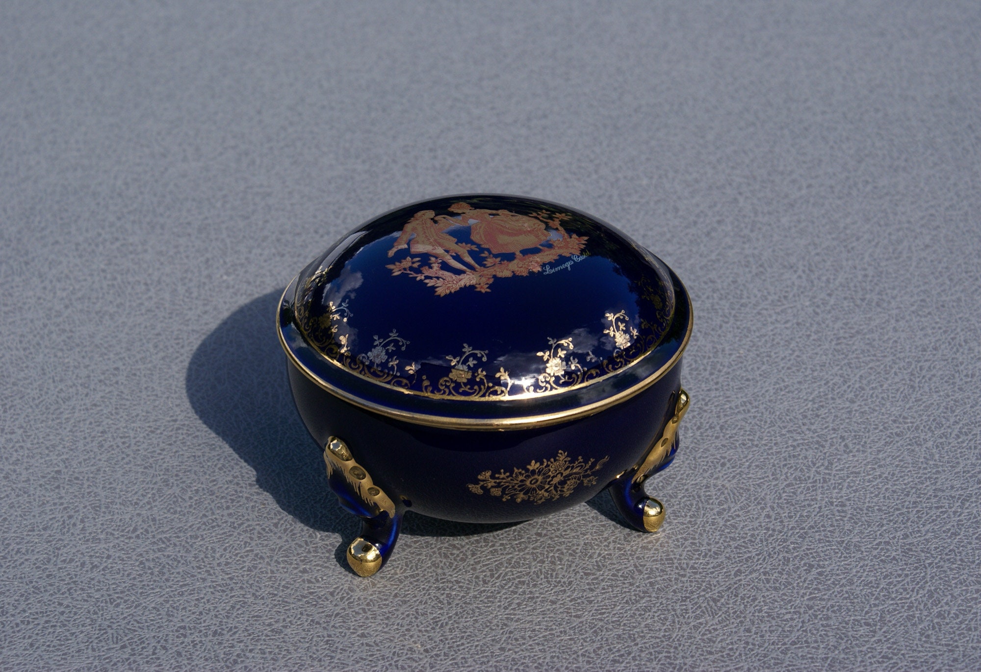Cobalt Blue Limoges Box With Lid Vintage Limoges Castel 22 K - Etsy