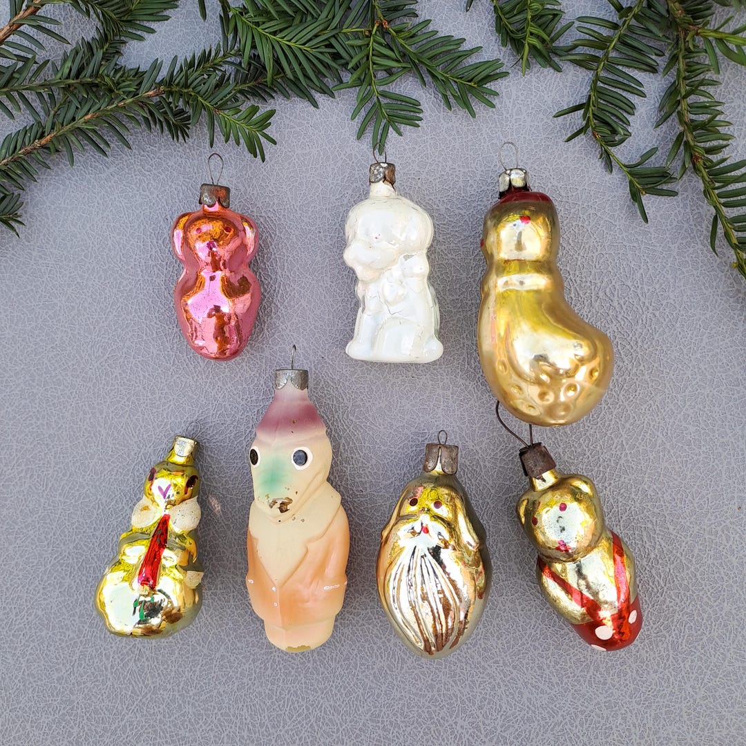Vintage Animal Ornaments Christmas Animal Figurines Bears Rabbit Dog ...