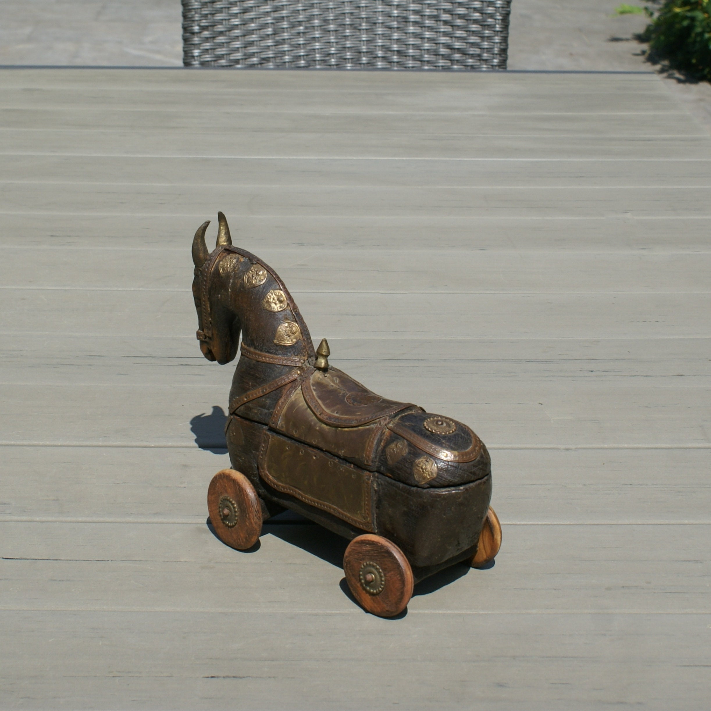 Antique Wooden Horse on Wheels Tika Box Vintage Horse Shaped Storage ...