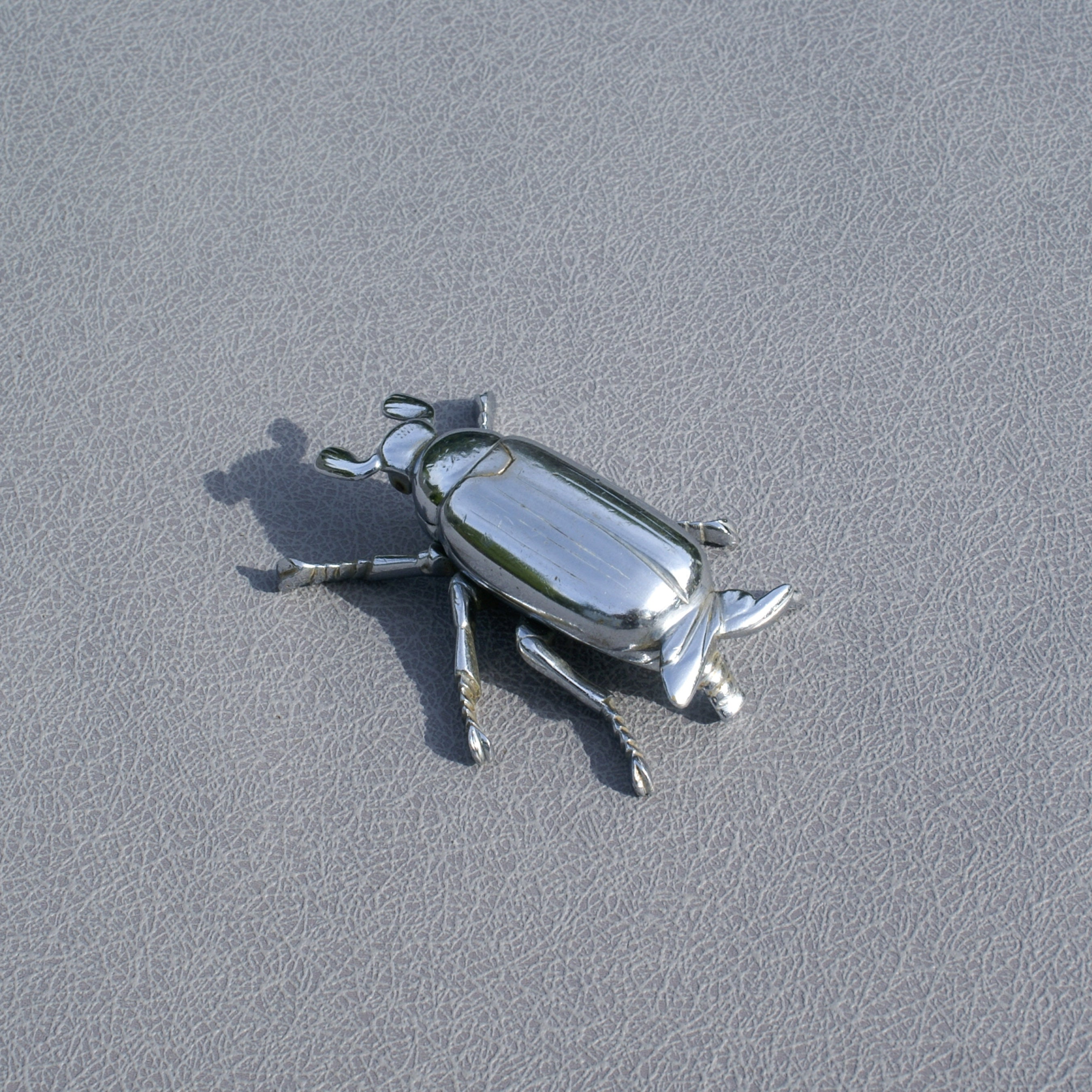 Vintage Metal Beetle Shaped Box Silver Colored Bug Small Beetle ...