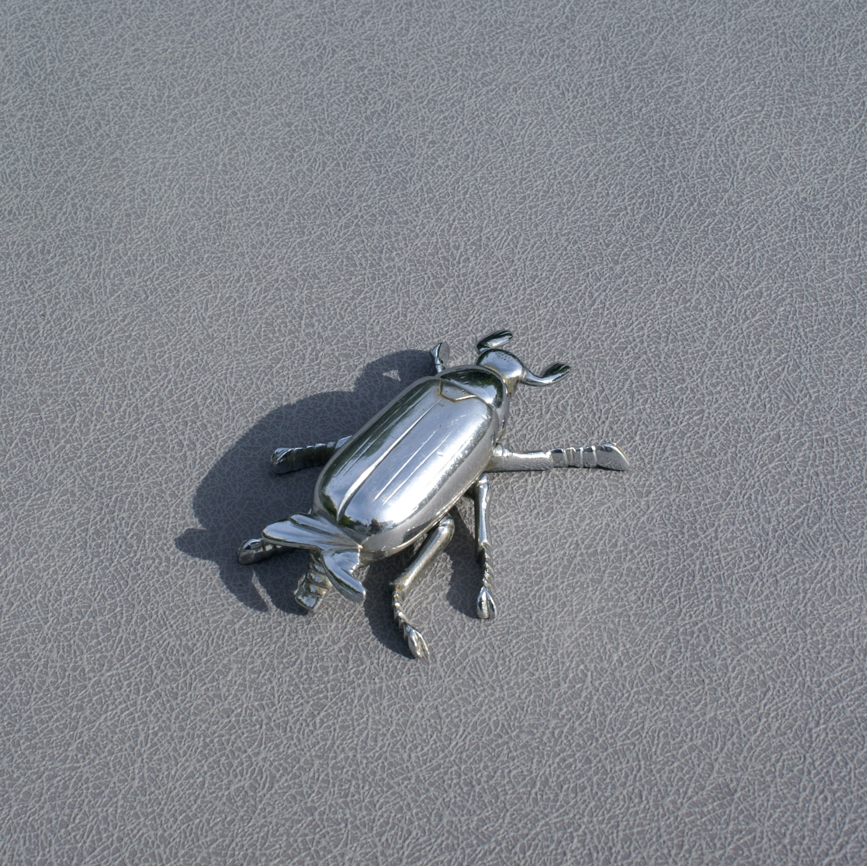 Vintage Metal Beetle Shaped Box Silver Colored Bug Small Beetle ...