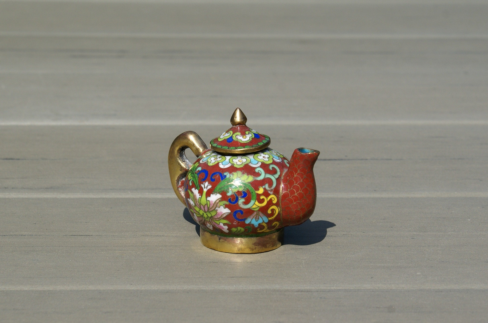Miniature Cloisonné Teapot Vintage Chinese Mini Teapot Tiny Ornate Tea ...