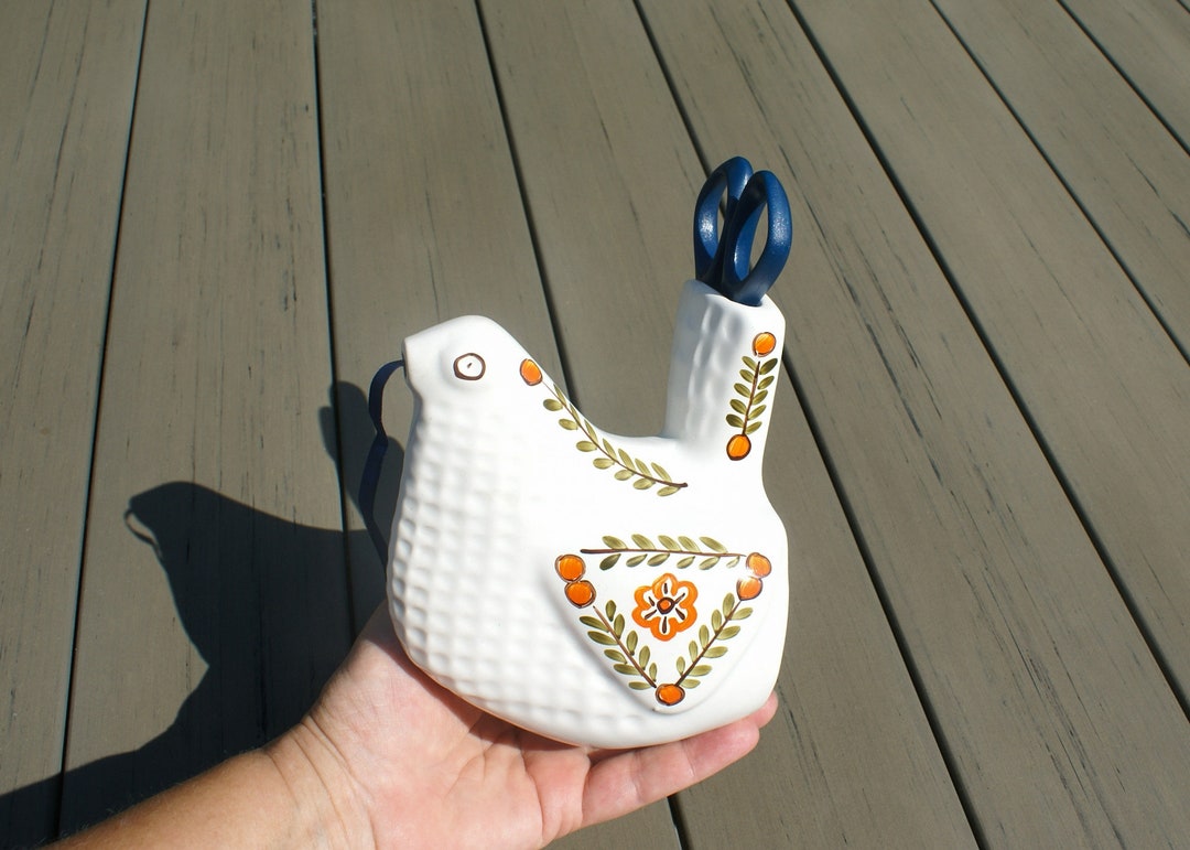 Vintage Bird String and Scissors Holder White Ceramic Arthur Wood ...