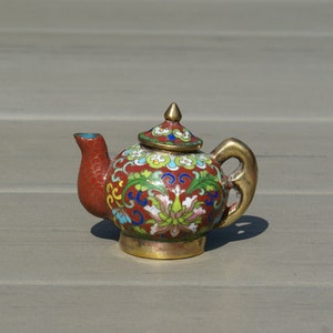 Miniature Cloisonné Teapot Vintage Chinese Mini Teapot Tiny Ornate Tea ...