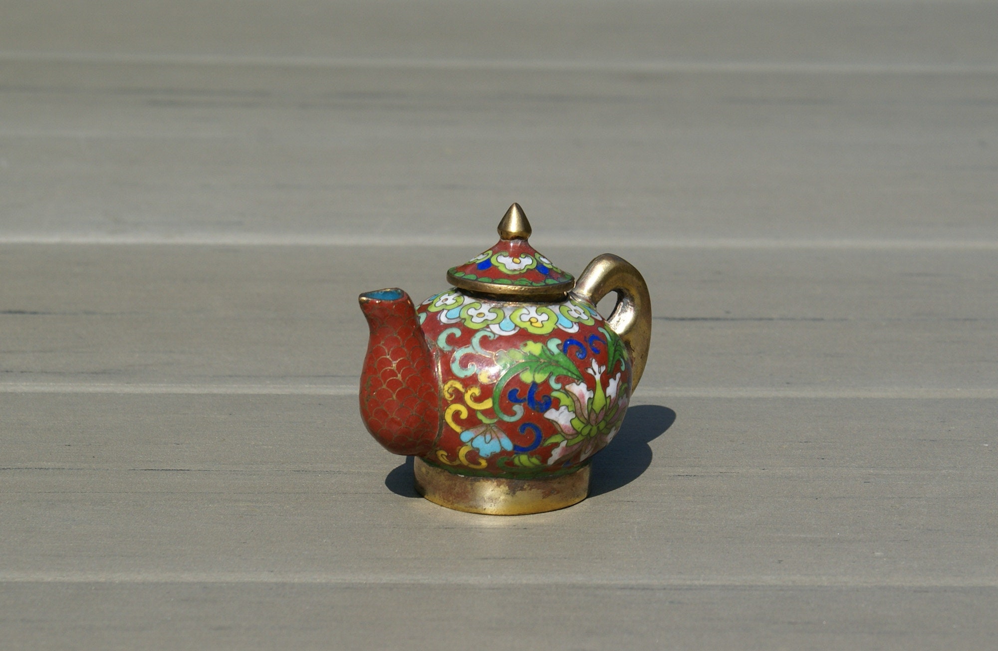 Miniature Cloisonné Teapot Vintage Chinese Mini Teapot Tiny Ornate Tea ...
