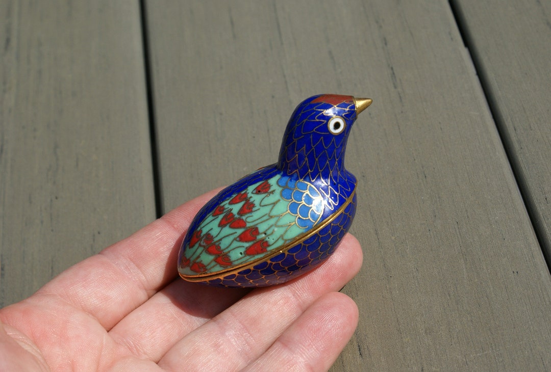 Vintage Cloisonné Bird Box: Enamel Songbird Trinket Chest - Etsy