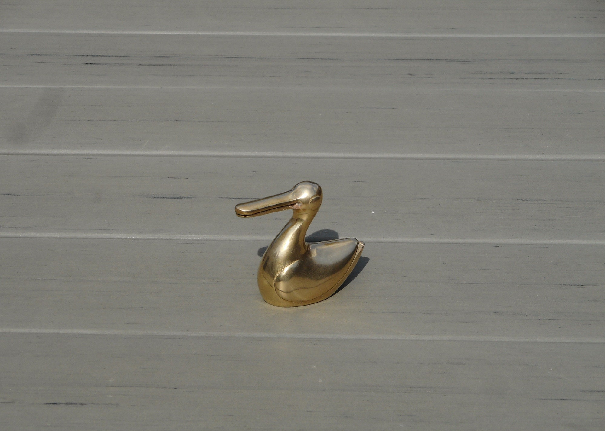 Vintage Brass Duck Paperweight Table Note Holder Miniature Duck ...