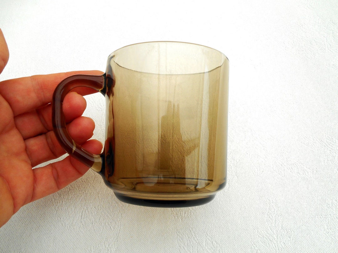 Brown Glass Cup Tea Coffee Mug Arcoroc France 1970s French Vintage ...