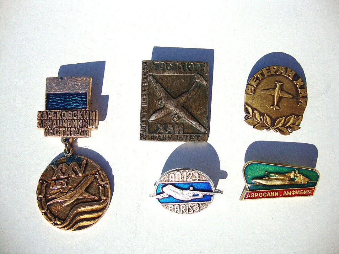 Aerospace Pins Set Aircraft Badges Pilot Gift for Men Vintage Soviet ...