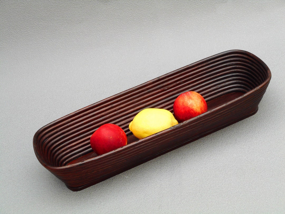 Long Dark Wood Basket Table Tray Decorative Tray Bread Fruit Basket ...