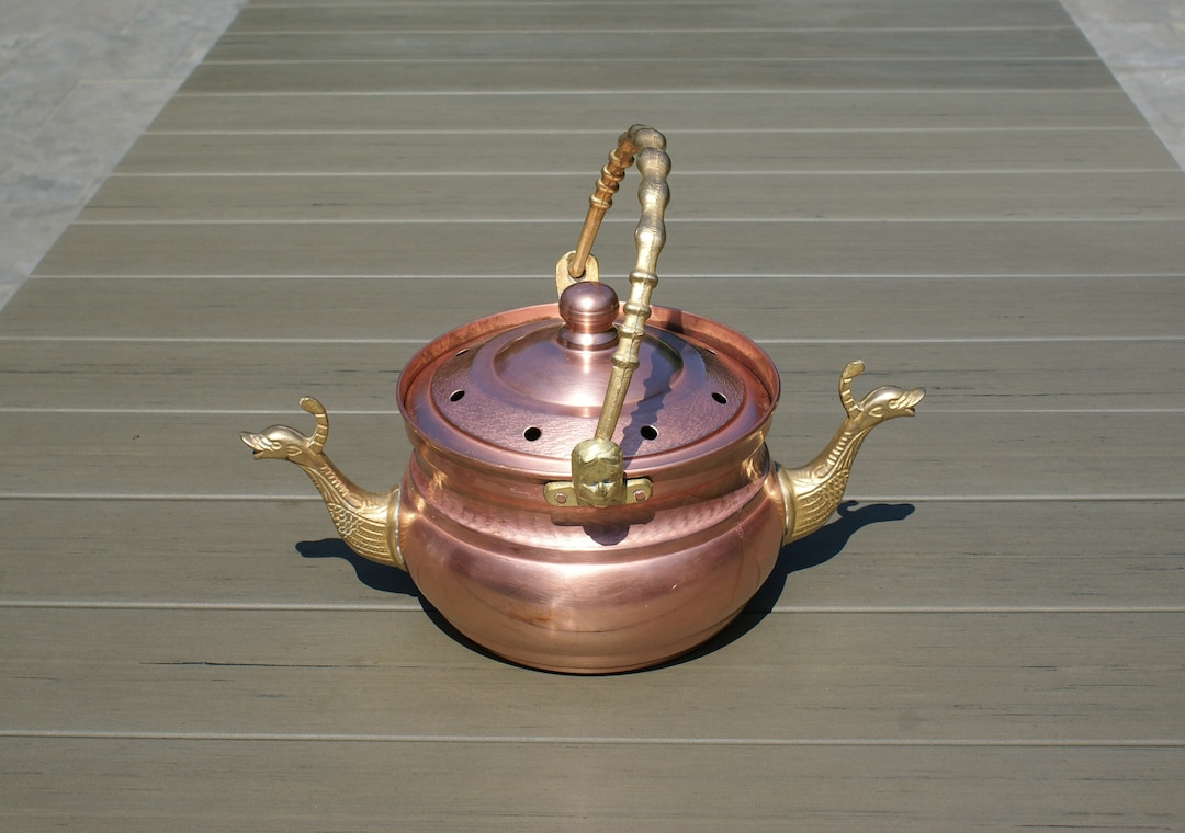 Antique Gargoyles Copper Pot Rare Vintage Simmer Pot With Dragons Brass ...