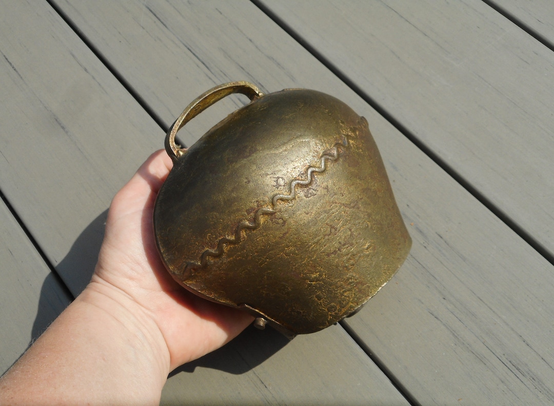 Large Brass Cow Bell Vintage Swiss Alpine Cowbell Front Door Bell ...