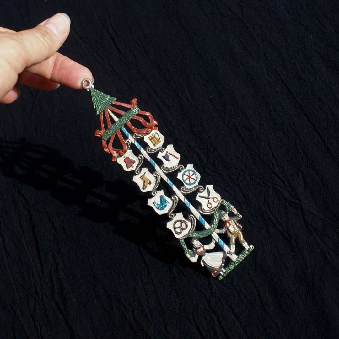 Vintage Kuhn Zinn Hanging Ornament Pewter Enamel Maibaum Tree Ornament ...