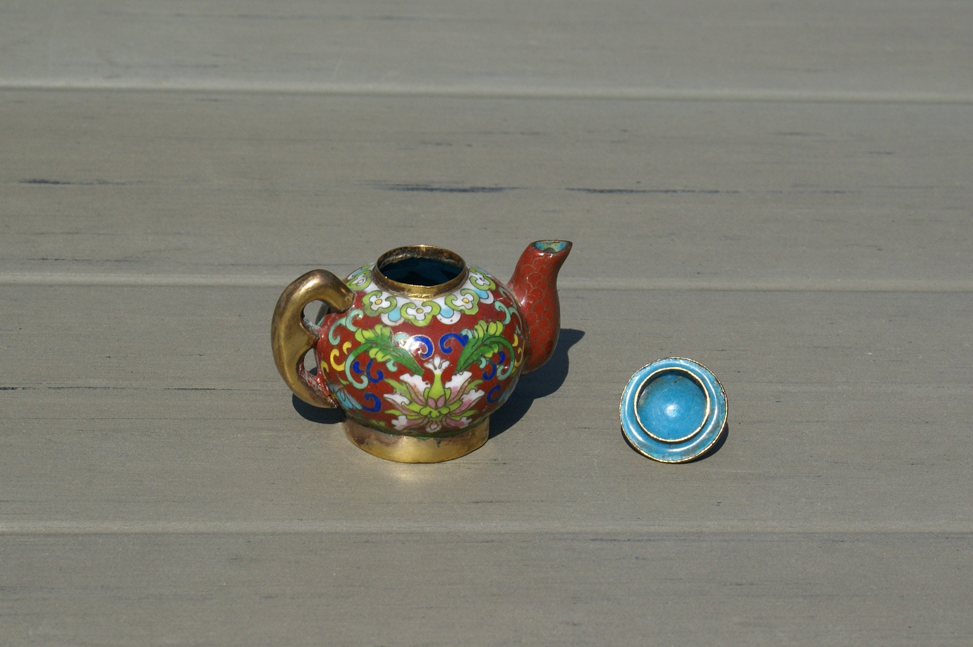 Miniature Cloisonné Teapot Vintage Chinese Mini Teapot Tiny Ornate Tea ...