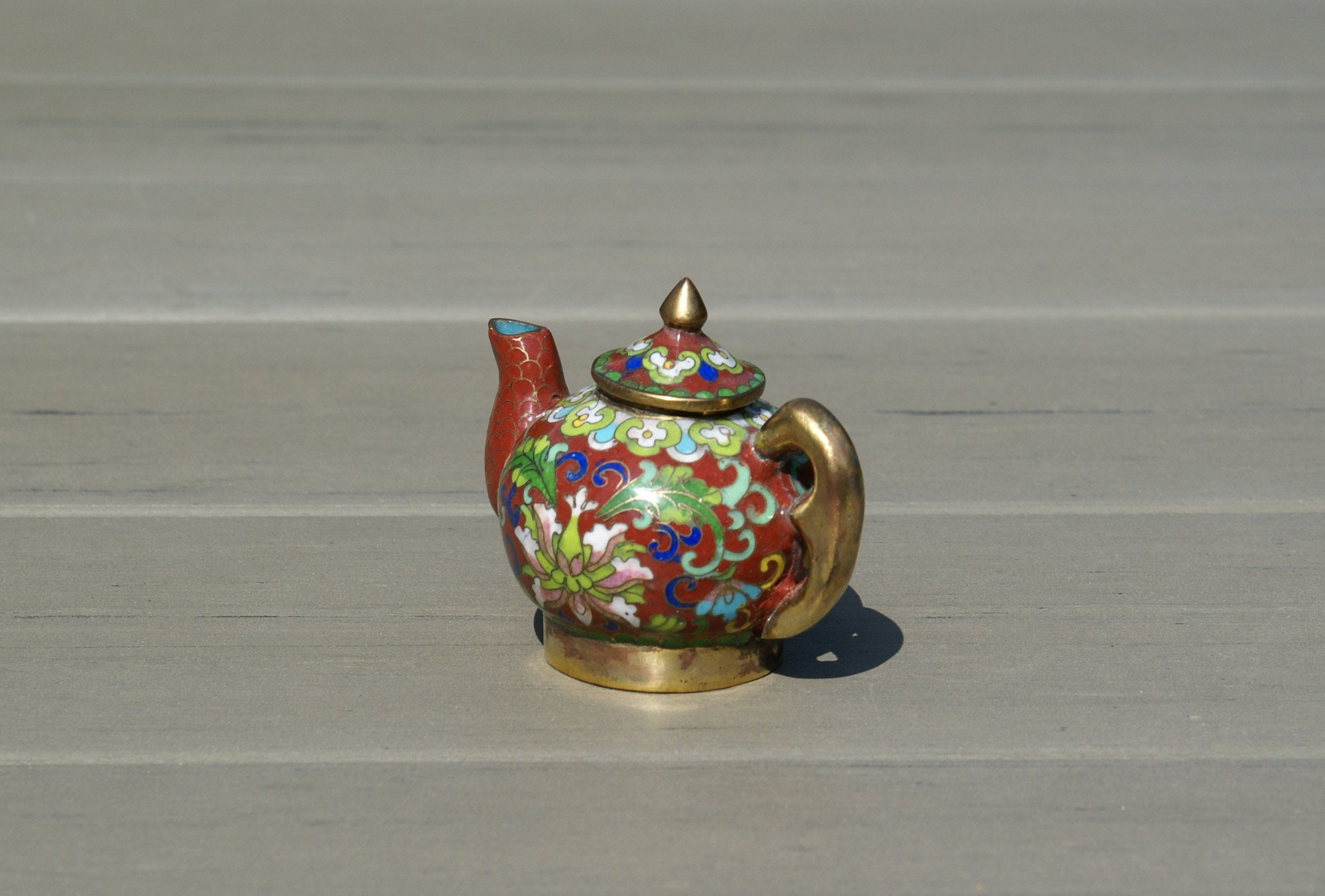 Miniature Cloisonné Teapot Vintage Chinese Mini Teapot Tiny Ornate Tea ...