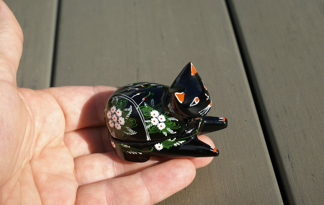 Miniature Ornate Cat Box Laying Cat Figurine Small Cat Shaped - Etsy