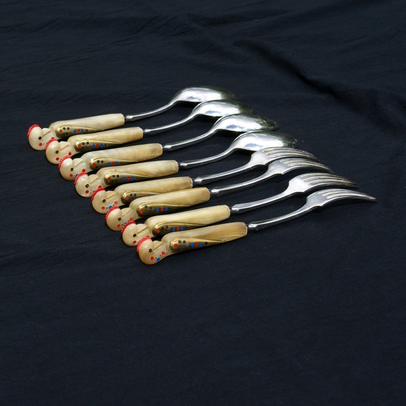 Vintage Said & Haddad Jezzine Cutlery Set 4 Spoons 4 Forks Phoenix Bird ...