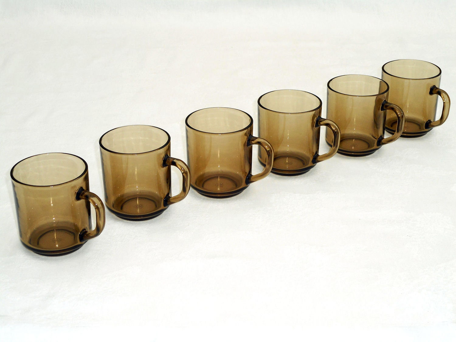 Vintage Brown Glass Cup Tea Coffee Mug Arcoroc France 1970s Etsy