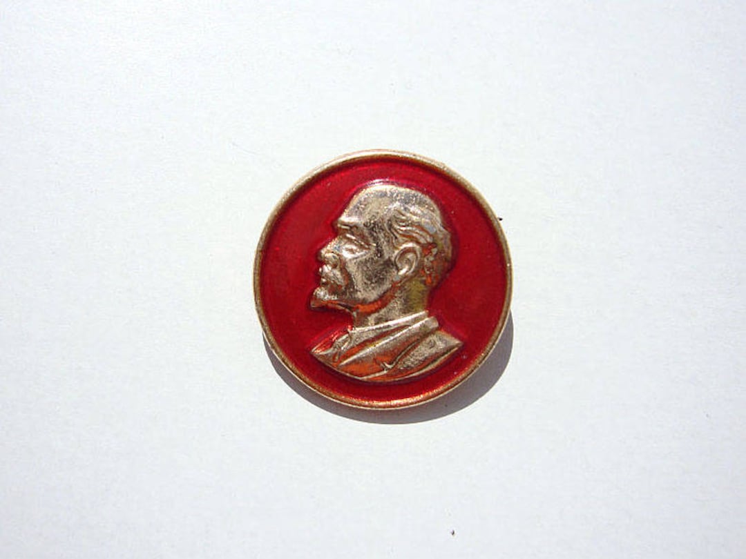 Vintage Lenin Pin Old Soviet Communist Badge With Lenin Portrait Round ...