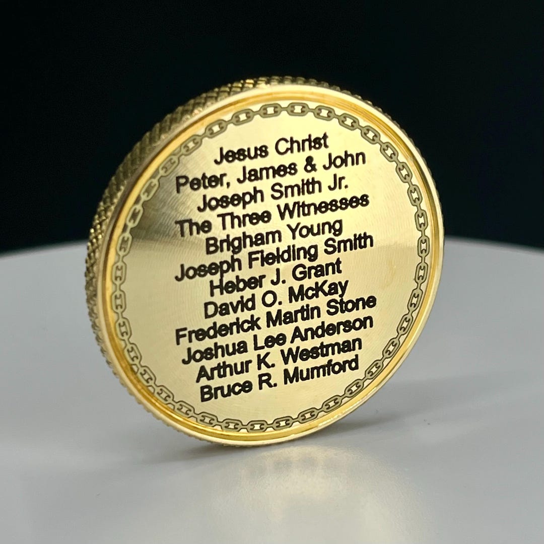 Custom Engraved LDS Coin: W/ LDS Priesthood Line of Authority. 32mmx3mm ...