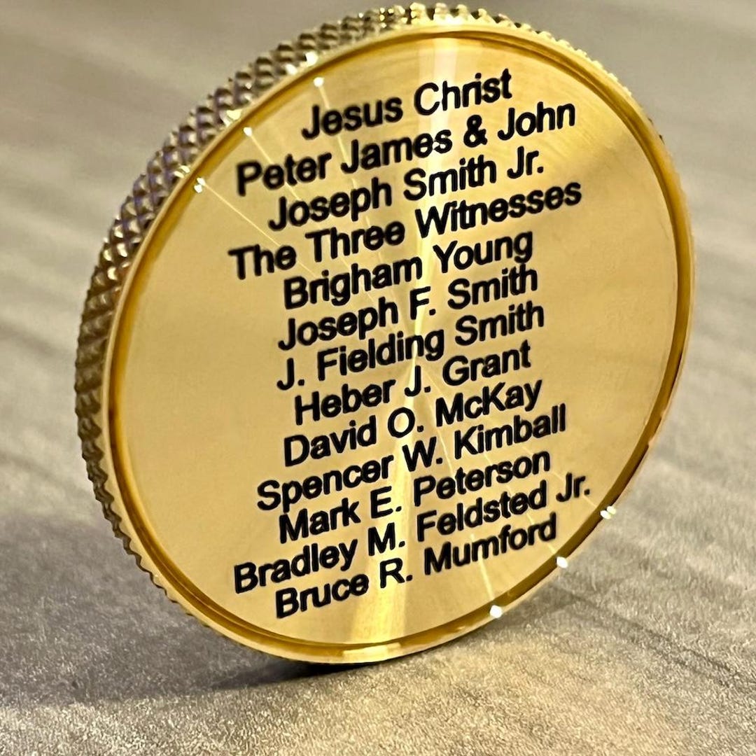 Custom Engraved LDS Coin: W/ LDS Priesthood Line of Authority. 32mm ...