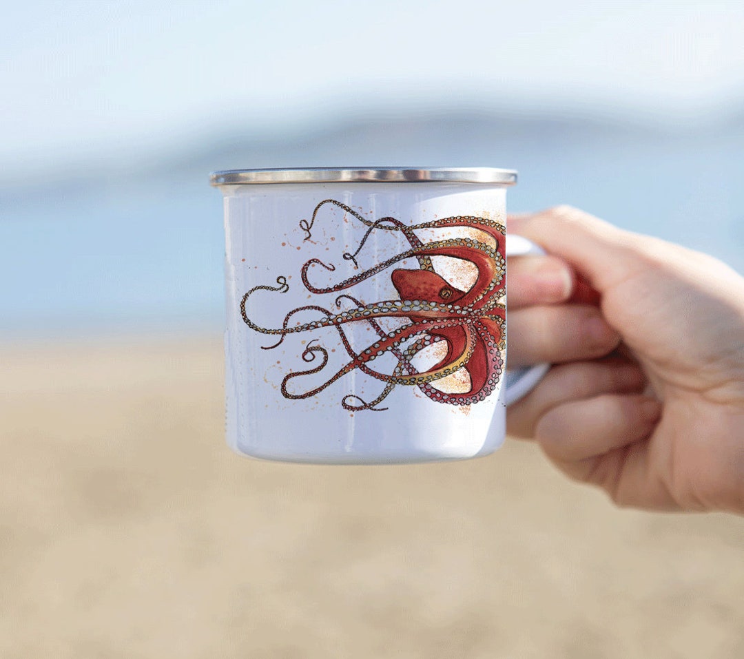 Octopus Enamel Mug (EM0031) - Etsy