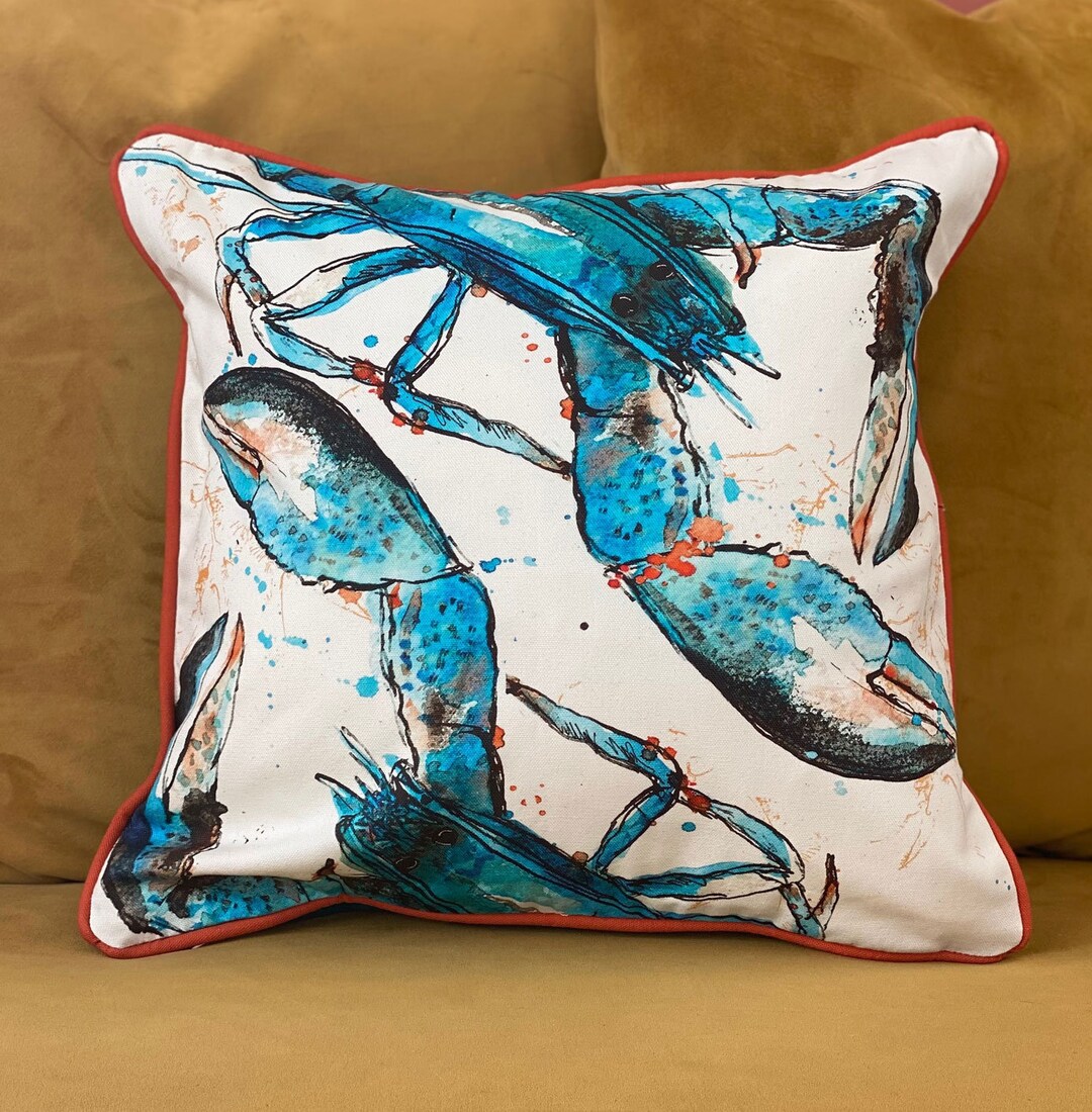 Blue Lobster Cushion Cover - Etsy UK