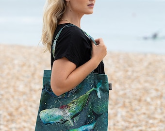 Blue Whale/ Heavy Weight 100 % Cotton Tote Bag/ Ocean Lover Tote Bag ...