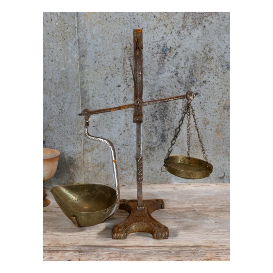 Vintage Rusty Iron Weighted Balance Scale,farm House,distressed ...