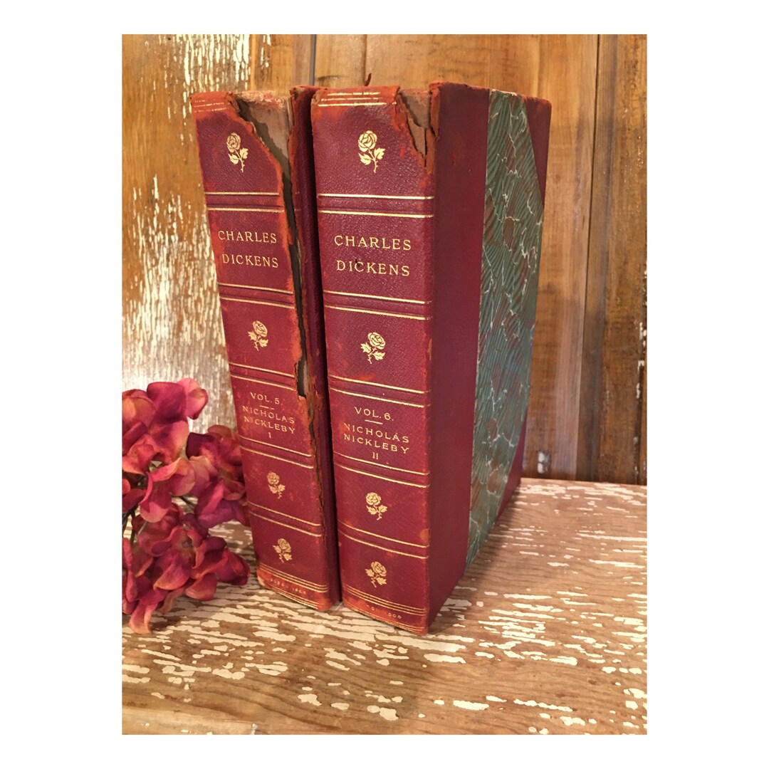 Complete Works Charles Dickens Books,set of 2,leather,1900,gold ...