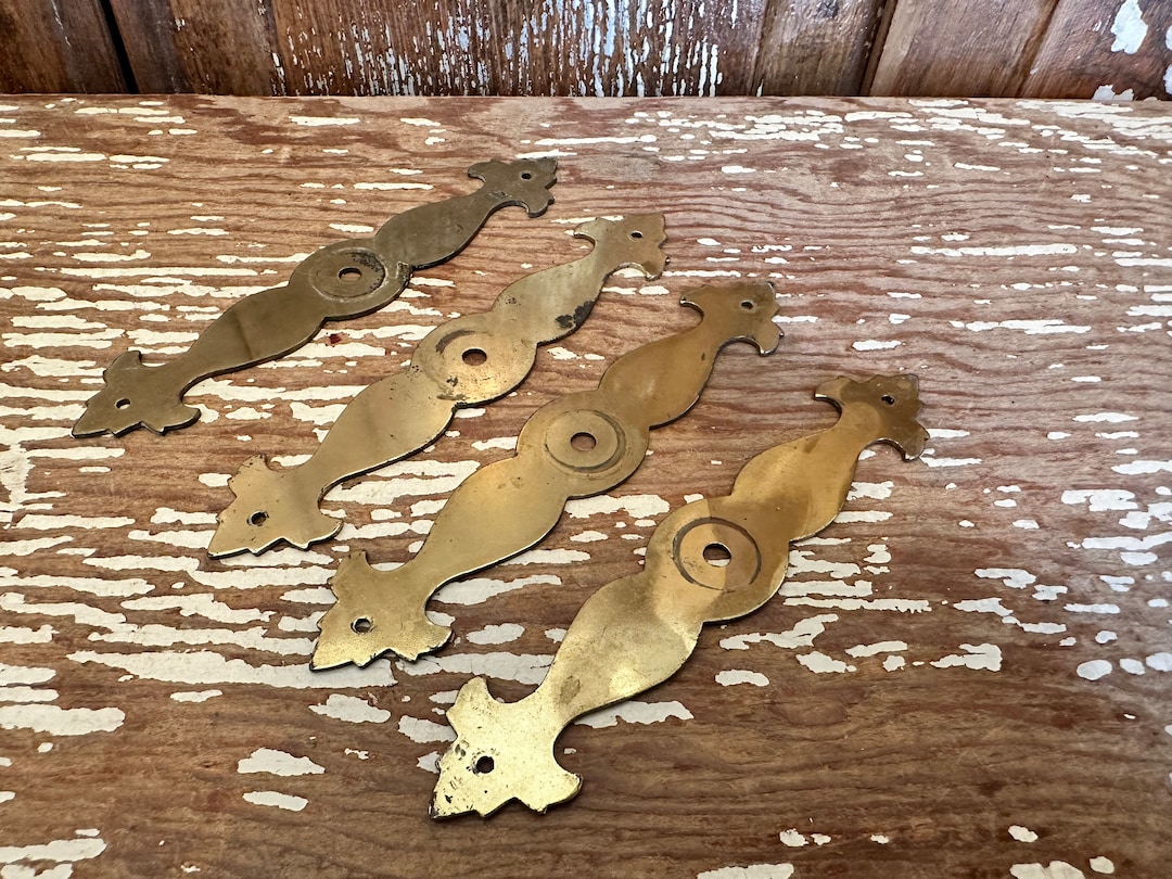 Set of 4 Brass Drawer Knob Backplates,vintage,tarnished,decorative ...