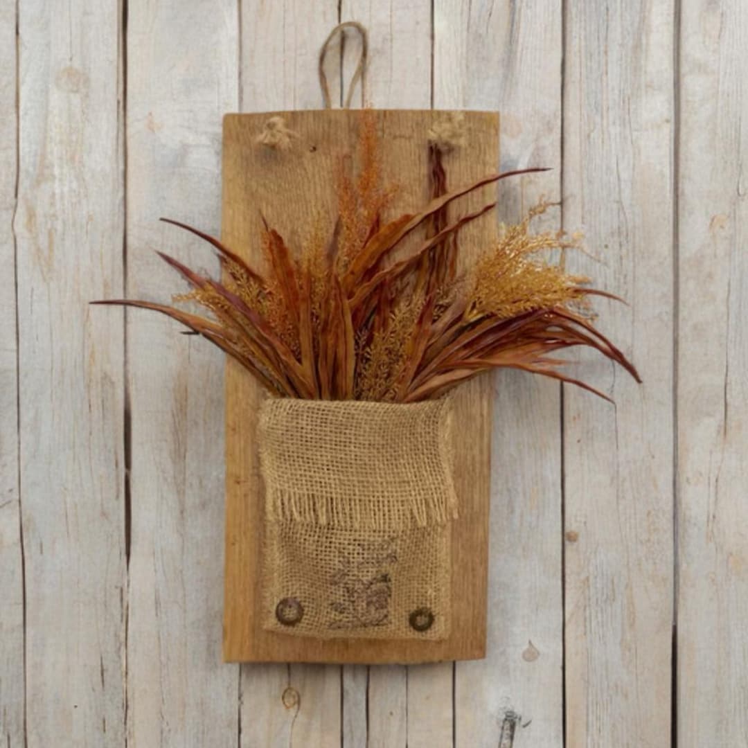 Barn Wood Burlap Wall Pocket,flowers,reclaimed Wood,repurposed,upcycled ...
