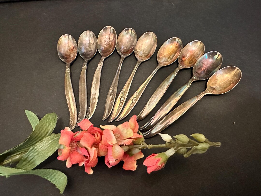 Silverplate Sugar Spoons,set of 9,tarnished, Emitasse,espresso,small ...
