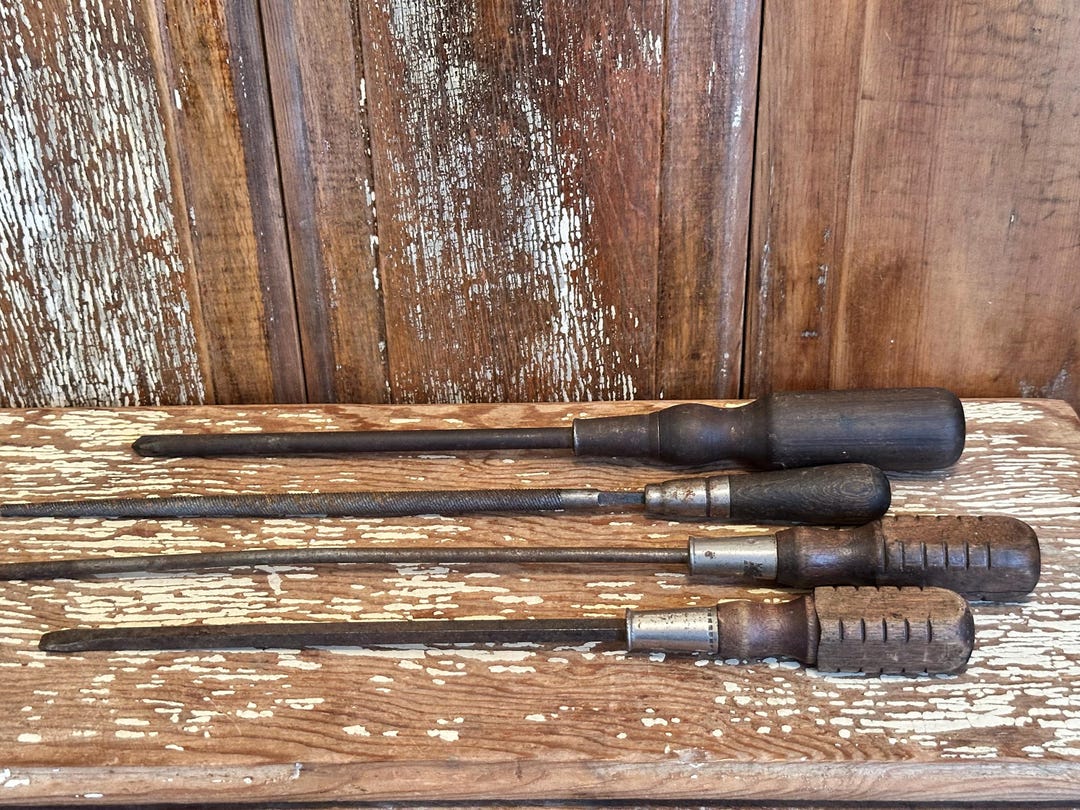 Vintage Screwdrivers,antique Tools,set of 4,wood Handle,flat Head ...