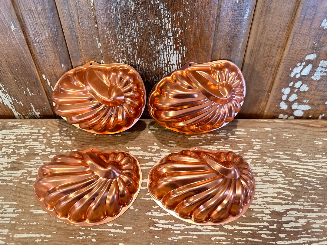 Copper Swirl Seashell Jello Molds,mini Baking Molds,set of 4,aluminum ...
