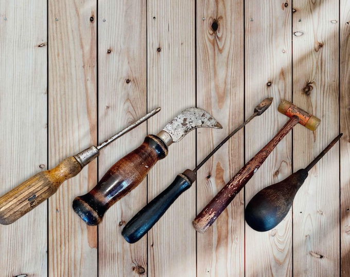 Vintage Wood Handle Tools,set of 5,old Tools,siding Tool,screwdriver ...