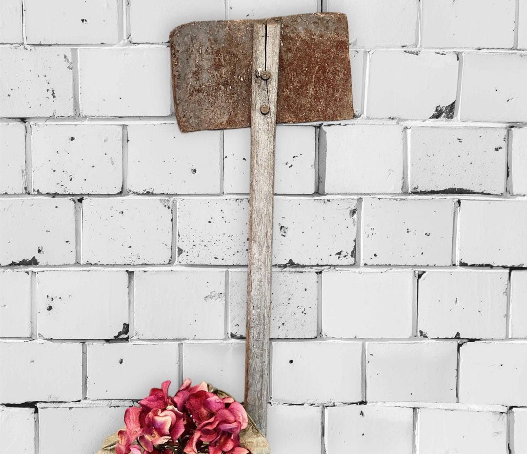 Antique Rusty Shovel Head,wood Handle,garden Hoe,outdoor Tool,rustic ...
