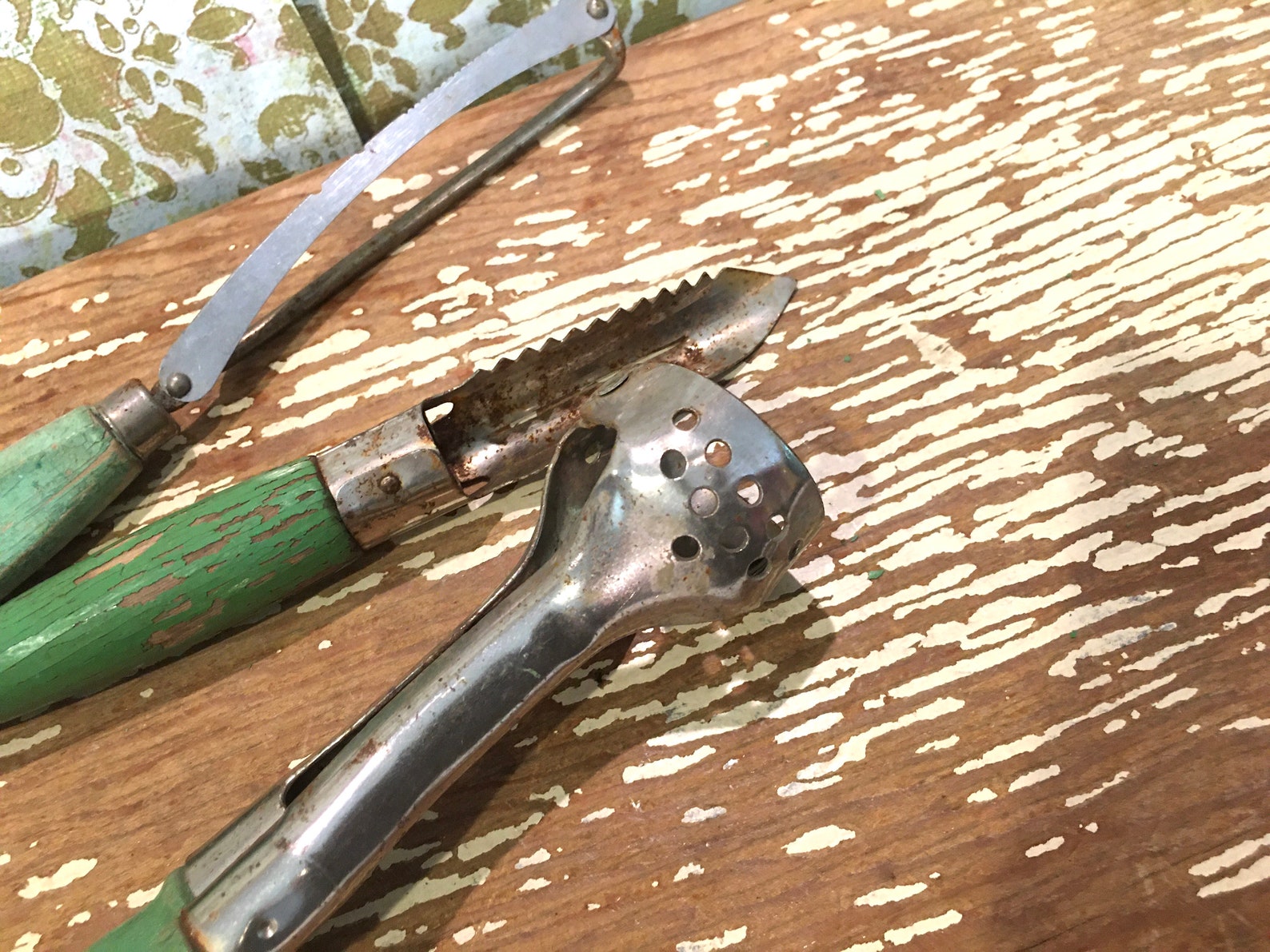 Small Green Chippy Wood Handle Kitchen Utensilsset of 3melon - Etsy