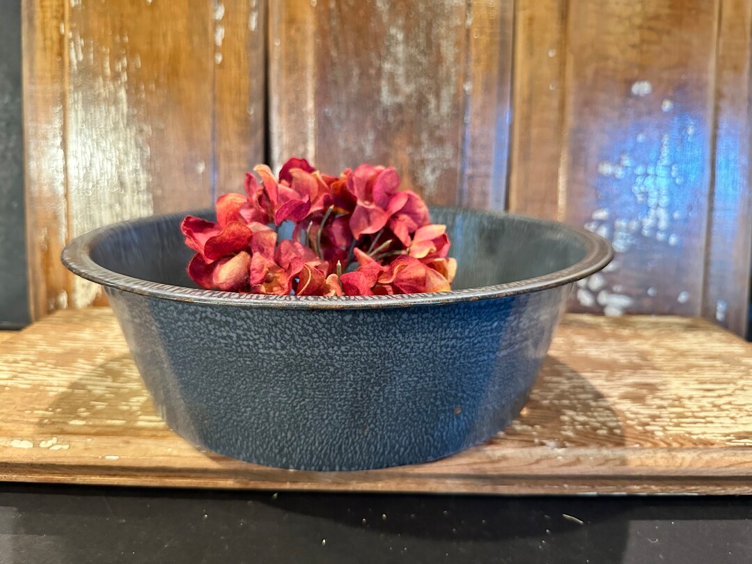 Gray Enamel Wash Basin,tub,graniteware,big Enamel Bowl,enamelware ...