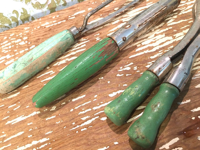 Small Green Chippy Wood Handle Kitchen Utensilsset of 3melon - Etsy
