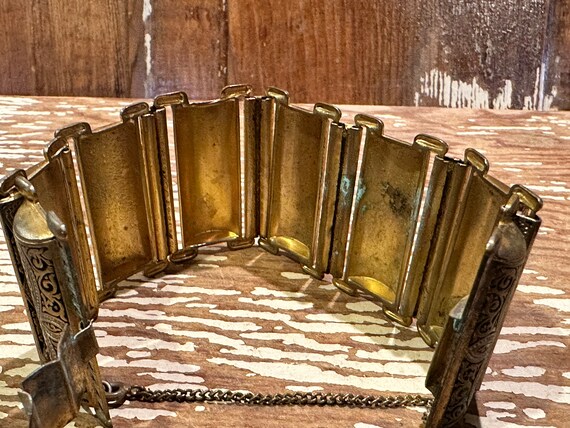 Vintage Damascus bracelet,scroll pattern,black and go… - Gem