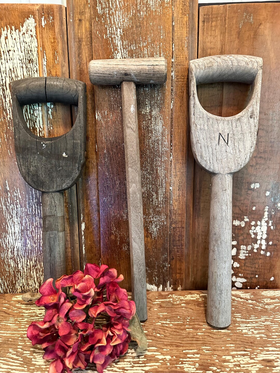 Antique Wood Shovel Handles,pick One,16 Long,garden,outdoor Tool,rustic ...