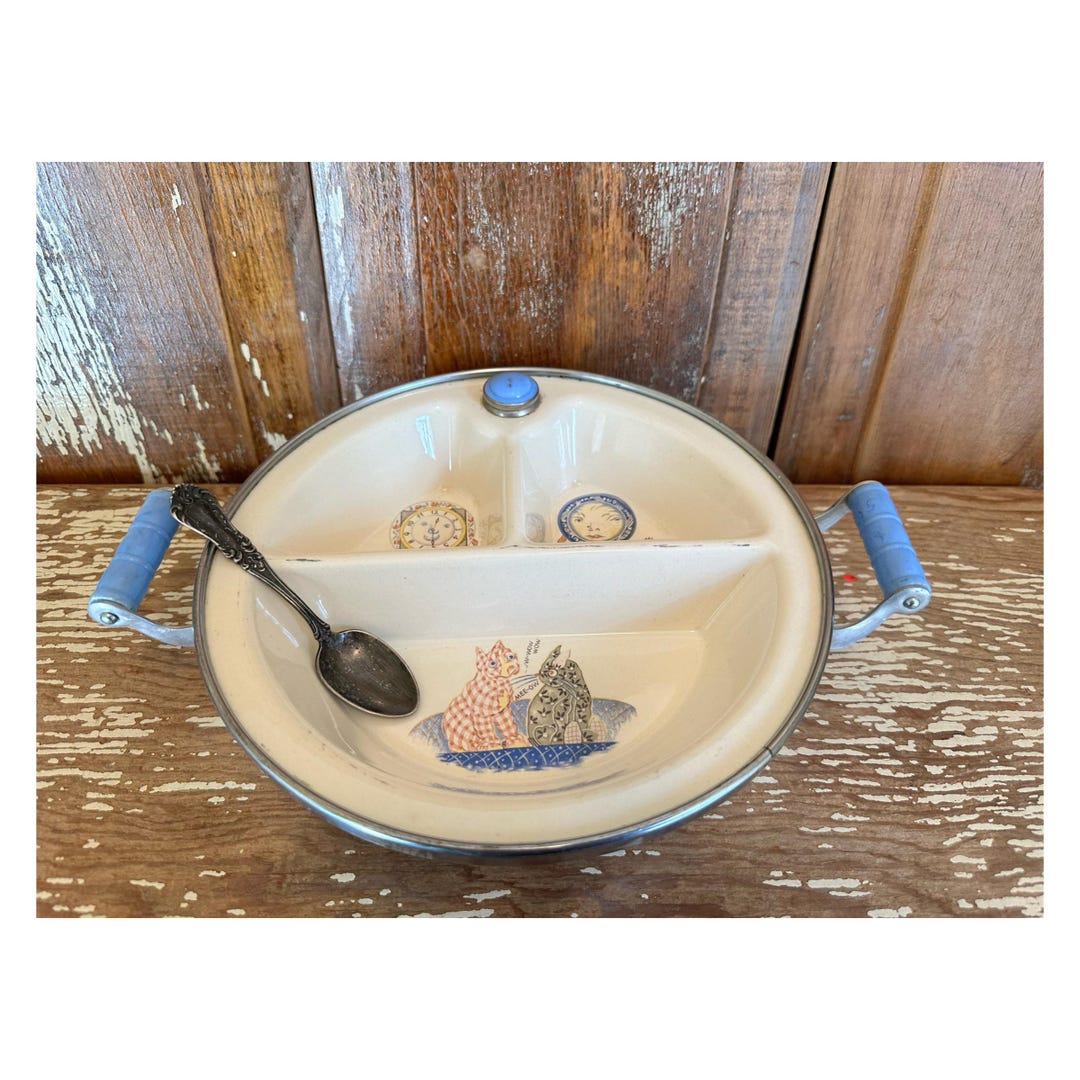 Excello Vintage Baby Warming Dish With Silverplate Spoon,george H ...