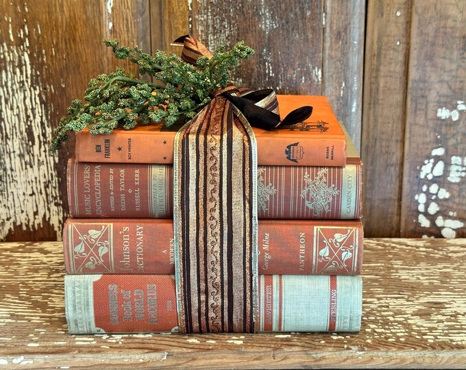 Fall Book Decor,book Stack,book Bundle,orange,rust,pumpkin,set of 4 ...