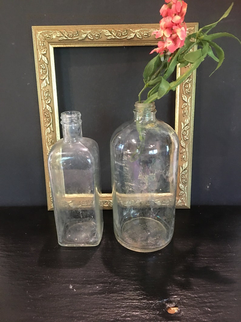 Old Glass Bottles,set of 2,antique Beverage,decanter,medicine Bottles ...